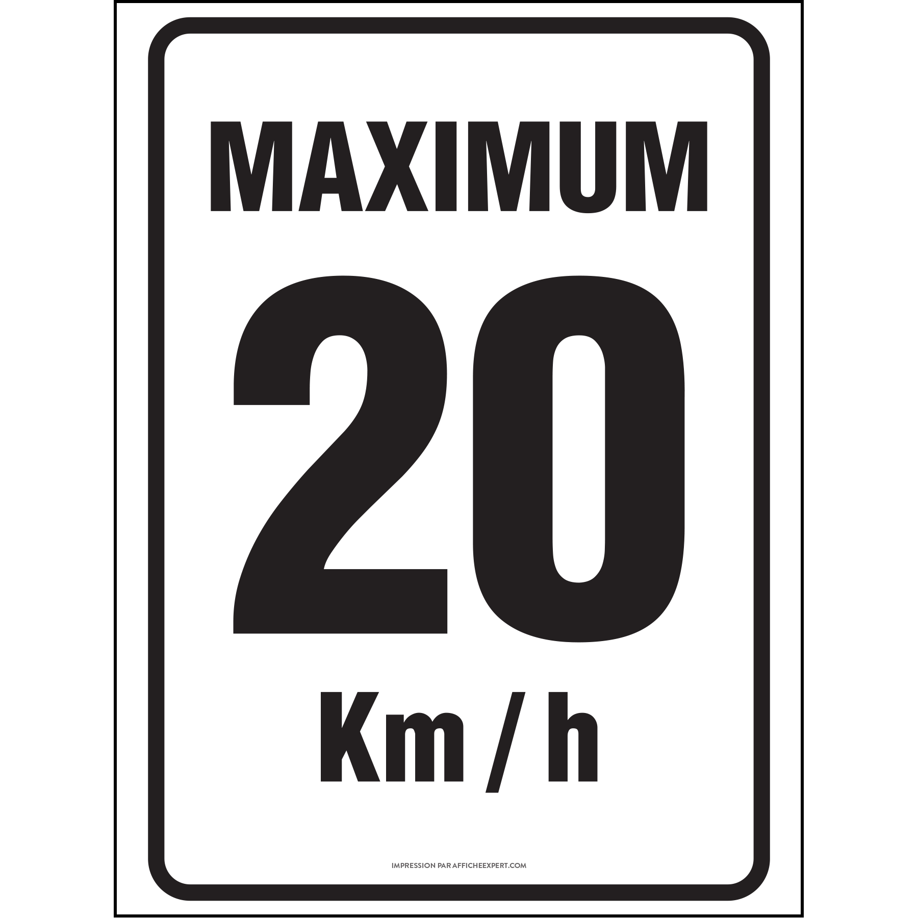 Affiche Maximum 20 Km h affiche-maximum-20-km-h