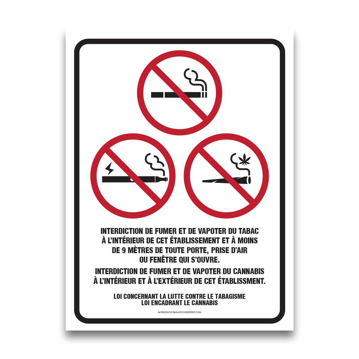 Affiche - Interdiction de fumer / vapoter (9m de la porte) – Affiche Expert