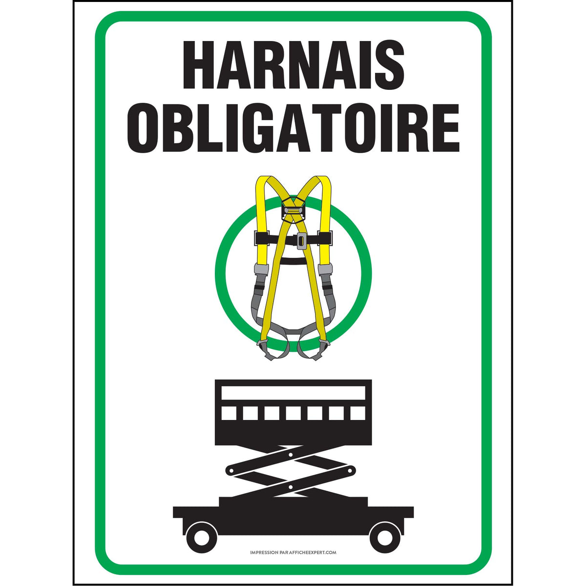 Affiche - Harnais obligatoire (Nacelle) – Affiche Expert